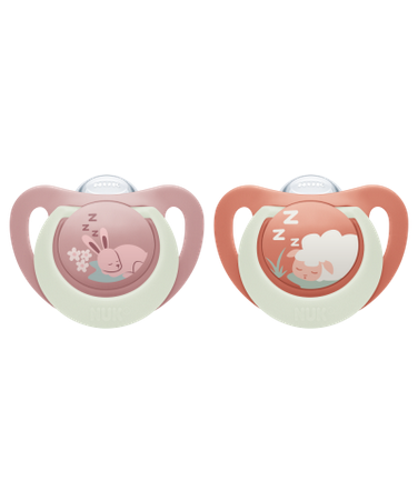 NUK First Choice Night Soothers 2pk - Pink/Red – Baby On The Move