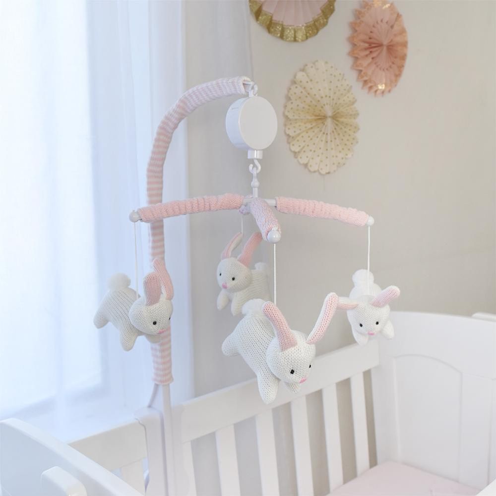 Living Textiles Pink Bunny Cot Musical Mobile - Clearance – Baby On The ...